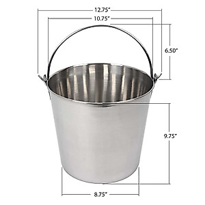 Lindy's 13-Quart Stainless Steel Bucket, Durable Seamless Bucket for Home, Carry Water or Milk, Fill with Food, Cleaning Bucket