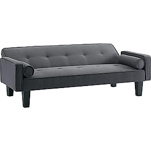 YUNLife&Home Upholstery Loveseat Futon Sofa Daybed,Small Love Seat Recliner Couch for Living Room Office Apartment Compact Space Furniture Set,Solid and Easy to Assemble, Dark Gray 72" w