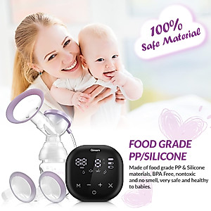 Giamrs Electric Breast Pump, Upgraded Double Breastfeeding Pump with 4 Modes & 36 Levels, 2 Sizes Flanges, Portable Rechargeable Breast Pumps for Travel, Home, Driving & Office