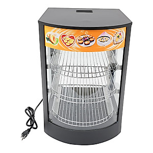 3-Tier Commercial Food Warmer Display Pizza Warmer, 110V 800W Electric Countertop Food Warmer Pastry Display Case Food Warming Cabinet w/LED Lighting, Removable Shelves and Glass Door