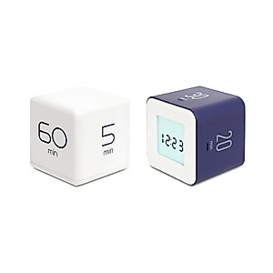 mooas Cube timers White (5,15,30 and 60 Minutes) & Multi Cube Violet (5,10,20 and 30 Minutes) Bundle, Time Management, Time for Studying, Cooking and Workout, Kids Timer