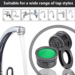 Amabro Faucet Aerators, Insert Flow Restrictor Filter with Washer Water Saving Sink Aerator Replacement Parts for Bathroom or Kitchen, Fit for Internal/External Thread Faucet Aerators, 4.75 GPM(20pcs)