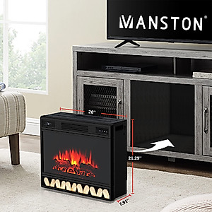 VANSTON Recessed Electric Fireplace 26'', Electric Fireplace Insert with Timer and Child Lock, Electric Fireplace with Remote and Storage of Wooden Decorations, Black,25 63/64 Inches