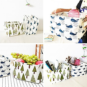 Lannu Pack 4 Home Decor Fabric Storage Bins Basket Cloth Cotton Linen Blend Collapsible Box Organizers Baskets Liner Shelves, 7.8×6.3×5.1 inch