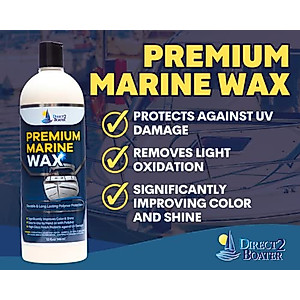 Premium Marine Wax for Boats & RV's with High Gloss Finish - 16 fl oz By Direct 2 Boater