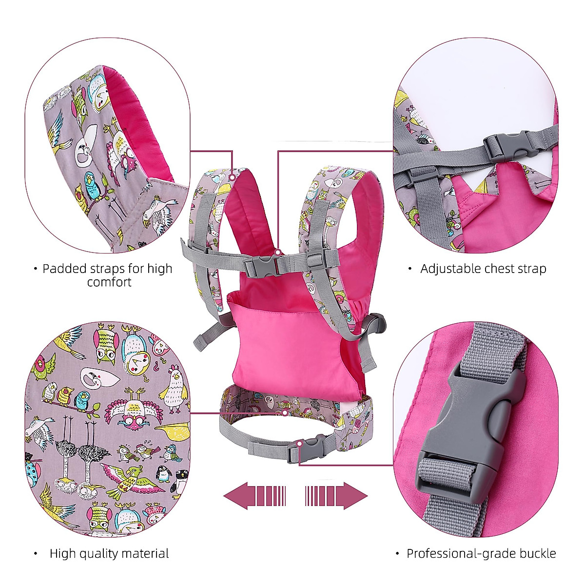 Baby Doll Carrier Front and Back Baby Doll Accessories Backpack Kid Toddlers Play Toy Baby Carriers for Babydoll Pretend with Adjustable Straps for Little Girls (Orange Swan)