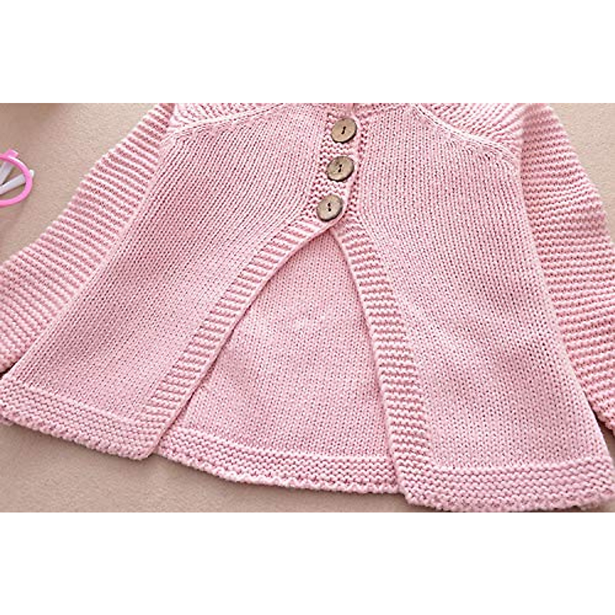 Willow Dance Toddler Baby Girls Autumn Winter Clothes Button Knitted Sweater Cardigan Cloak Warm Thick Coat (Pink, 6-7 Years)