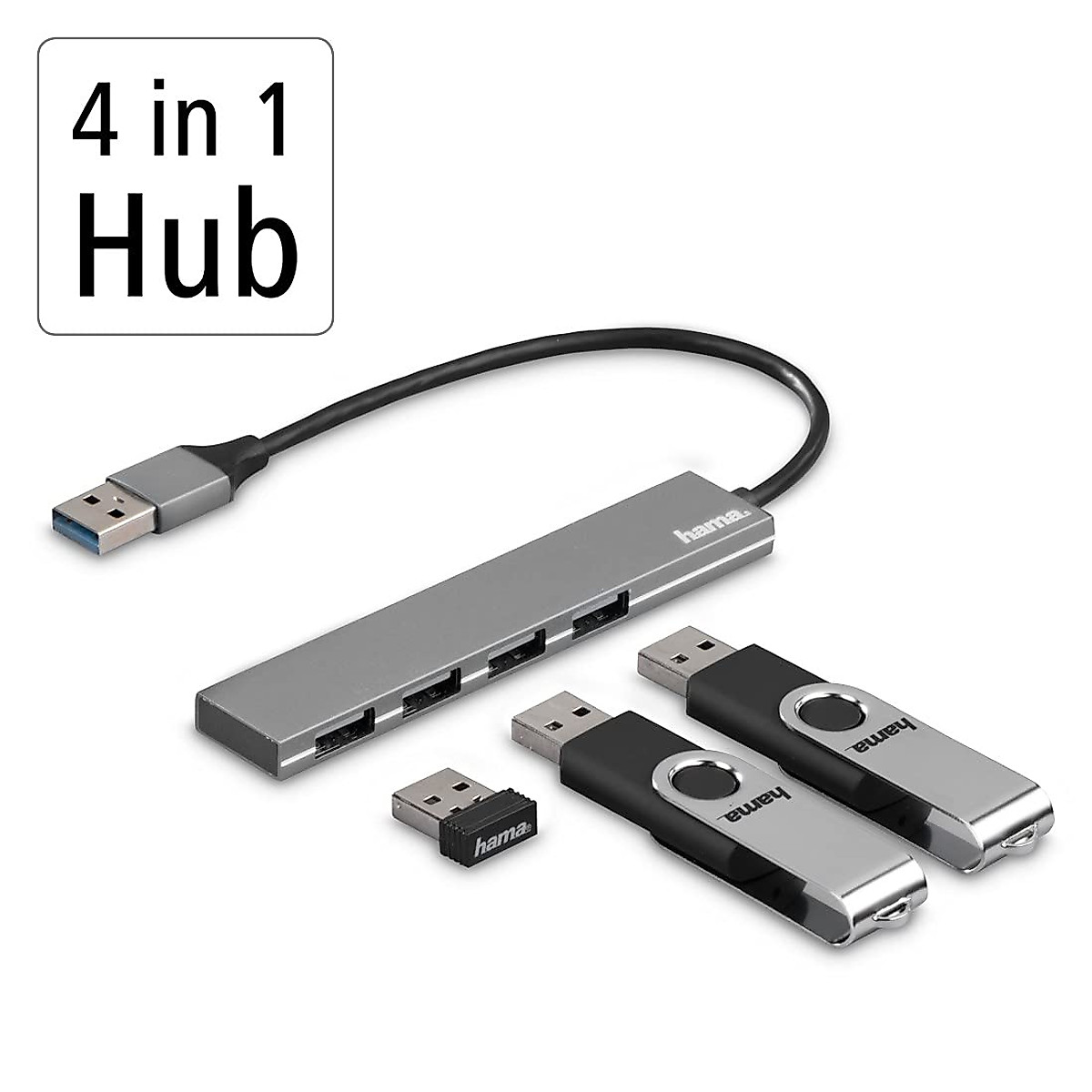 Hama 4 Port 5Gbps Slim USB Hub