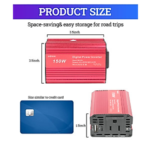 Zlirfy Car Inverter,Power Inverter,150W Car Power Inverter,Car to Outlet Adapter with USB+Type-C PD Dual Interface,Car Accessories Car Power Adapter,Car Plug Outlet Adapter