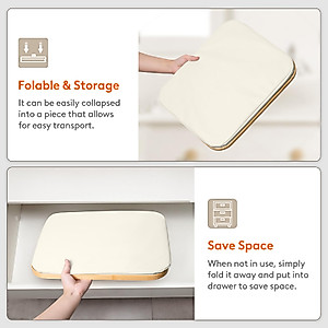 Lifewit 42L Collapsible Storage Bin with Bamboo Handles, Foldable Storage Basket for Organizer, Storage Cubes for Closet and Shelves, Dorm, Laundry Room, Bedroom, White, 3 Pack