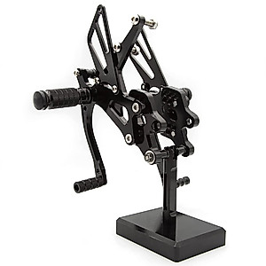 CNC ZX10R 04-05 Motorcycle Adjustable Rearsets Foot Pegs Rear Set Footpeg Brake Shift Pedal Compatible with Kawasaki Ninja ZX10R ZX 10 R ZX-10 2004-2005 Black