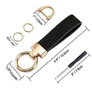 Universal Soft Faux Velvet Leather Car Keychain, Universal Key Fob Holder with Anti-Lost D-Ring, 2 Keyrings and 1 Screwdriver