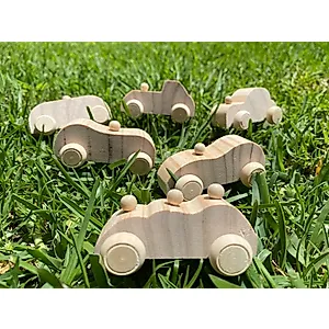 JALEOOUTLET - Wood DIY Cars Toys Wooden Crafts for Paint Art 6 Set Home Activities Easy Family Time Painting Craft Students Make Your Own Race Cart