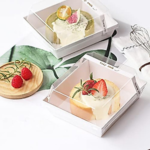 ZORRITA 50 Pack Paper Charcuterie Boxes with Clear Lids, Disposable Sandwich Boxes Square Cake Box To Go Food Containers for Bakery, Strawberries, Cake Slice and Cookies (White)