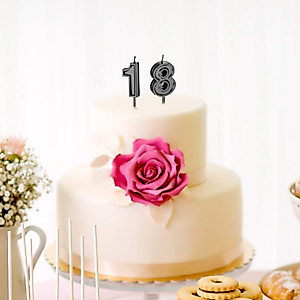 18th Birthday Candles Cake Numeral Candles Happy Birthday Cake Candles Topper Decoration for Birthday Party Wedding Anniversary Celebration Supplies (Black)