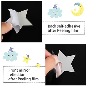 82 Pieces Moon and Stars Mirror Decals Removable 3D Acrylic Mirror Stickers Moon and Stars Wall Stickers Home Decor for Living Room Kids' Room Nursery Decoration