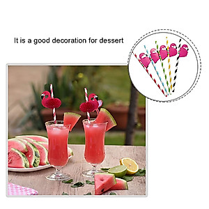 50 Pcs Flamingo Paper Straws Fashion 3D Cocktail Decorative Straws Stripe Paper Hawaiian Straws for Theme Party