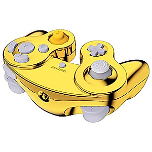 eXtremeRate Chrome Gold Glossy Faceplate Backplate for Nintendo Gamecube Controller, Replacement Housing Shell Cover with Buttons for Nintendo Gamecube Controller NGC - Controller NOT Included