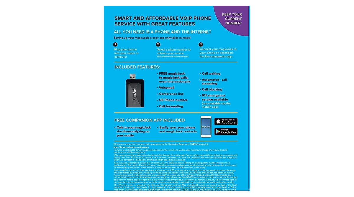 magicJack New 2022 VOIP Phone Adapter | Unlimited Calls & No Monthly Fees