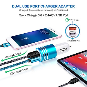 Quick Charge 3.0 Fast Charger for Samsung Galaxy S24 S23 S22 S21 Ultra S20 S10E S10 A15 A54 A03S A23 A13 A14 A53 A12 A32 A21 A51 S9 S8 Note 20,Fast Charging Block Wall Car Charger+3FT 6FT USB C Cable