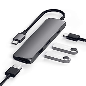 Satechi USB C Hub Multiport Adapter, USB C Docking Station with 4K HDMI, 60W USB C PD Charging, 2 USB-A, for MacBook Pro/Air M1 M2 M3, Dell, HP, Surface, Lenovo - Space Gray