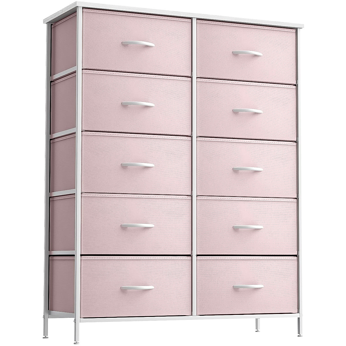 Sorbus Kids Dresser with 10 Drawers and 2 Drawer Nightstand Bundle - Matching Furniture Set - Storage Unit Organizer Chests for Clothing - Bedroom, Kids Rooms, Nursery, & Closet (Pink)