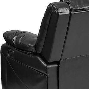 BizChair Black LeatherSoft Loveseat with Two Built-In Recliners