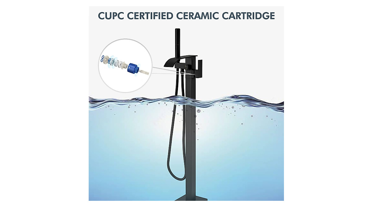 RUMOSE Matte Black Freestanding Tub Filler - High Flow Faucet