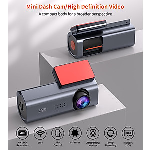 Cosuvow Dash Cam 4K Front Dash Camera for Cars 2160P WiFi Dashcam with APP Wireless Car Camera 24 Hours Parking Mode WDR Free 32G Card G-Sensor Loop Recording