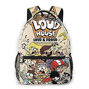Cartoon The Loud House Casual Backpack Fun Laptop Back Pack Book Bag Hiking Outgoing Daypack For Adult Women Mens