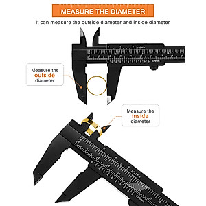 Mini Plastic Caliper 6 Inch 150 mm Vernier Caliper Double Scale (Metric/Inch) Eyebrow Ruler Plastic Vernier Caliper Sliding Gauge Measuring Tool for Student Office (Black, 20 Pieces)