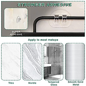 Fakoidat Shower Caddy with Soap Dish Holder, Set of 4 Adhesive Shower Shelves, Large Capacity Rustproof Stainless Steel Bathroom Organizer for Inside Shower, No Drilling Needed, Sleek Black Finish