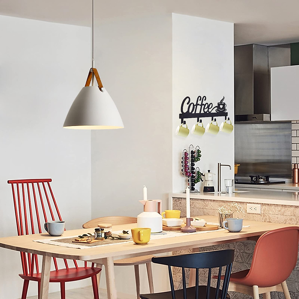 CUKE2BEET Wall Mounted Coffee Mug Holder, Wall Coffee Mug Rack Cup Holder Rack Mug Organizer Rack Coffee Mug Hanger for Coffee Bar, Kitchen Utensils Display