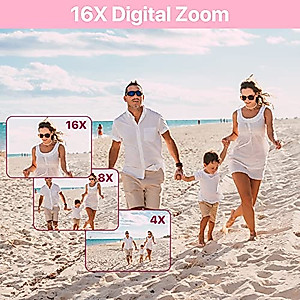 Digital Camera for Kids Girls and Boys - 1080P FHD Digital Camera 36MP LCD Screen Rechargeable Students Compact Camera Kid Camera with 16X Digital Zoom Vlogging Camera for Teens, Kids (Pink)