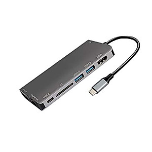 ZPLJ High-Speed 8 in 1 USB C Hub Multiport Adapter with Ethernet Port 4K HDMI 2 USB 3.0 Ports 1080P VGA PD Charging 3.5mm Audio Support SD Card Reader Compatible USB Hub Adapter Portable