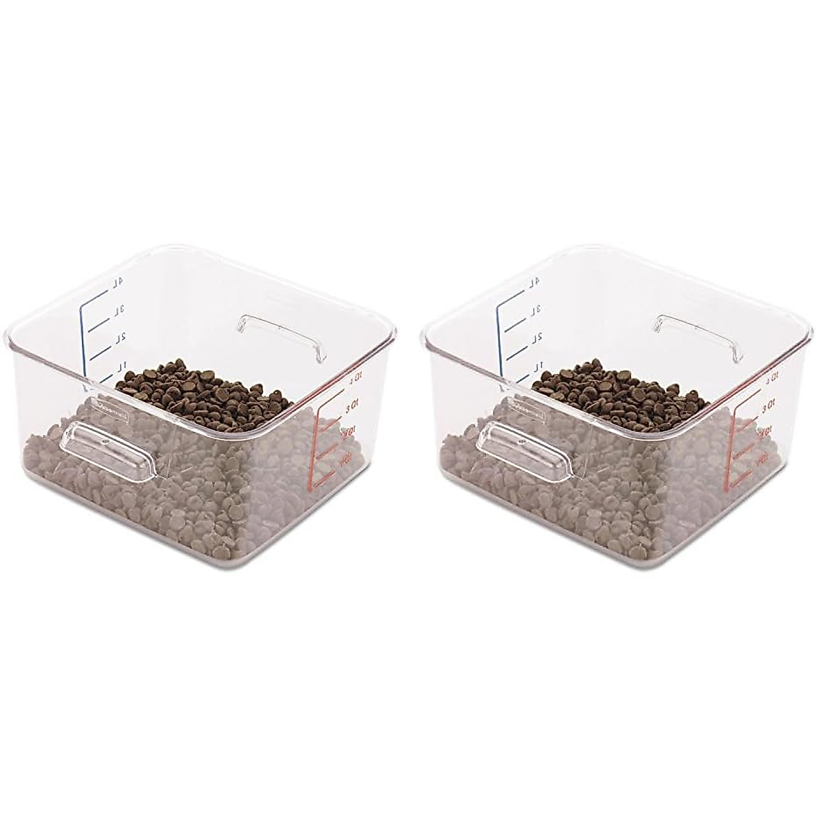 Rubbermaid Commercial Products-FG630400 Plastic Space Saving Square Food Storage Container For Kitchen/Sous Vide/Food Prep, 4 Quart, Clear, LID SOLD SEPARATELY (Pack of 2)