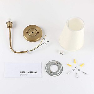 Pathson Set of 2 Rustic Wall Sconces with Light-Yellow Fabric Shade Not Pure White, Bathroom Vanity Lights Modern Wall Sconce Lighting for Bedroom Living Room (Antique)