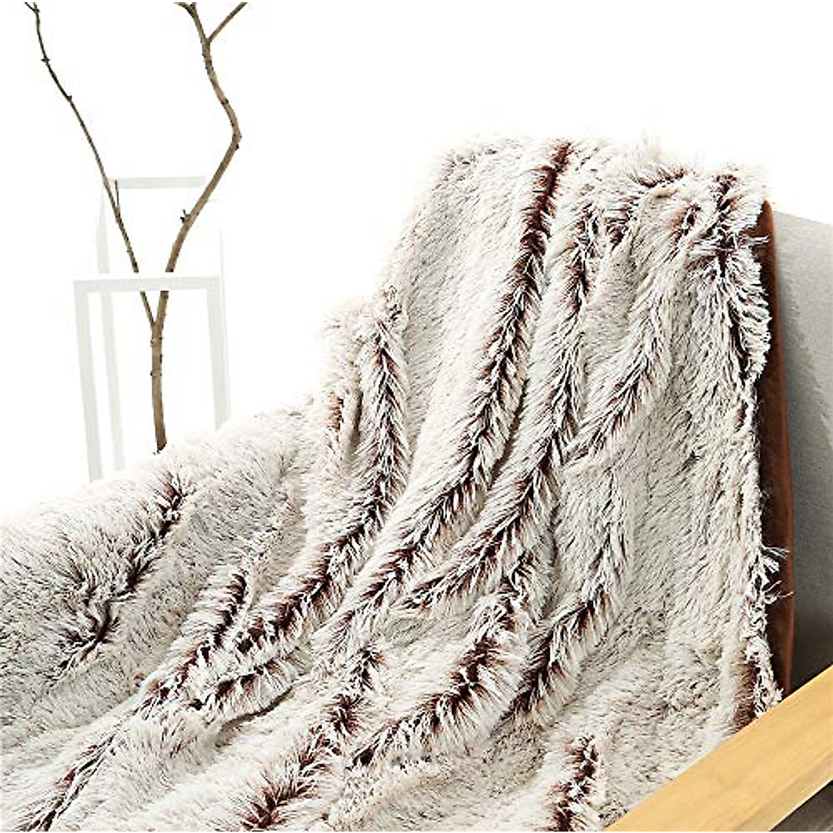 YOU SA New Creative Design Fluffy Shaggy Faux Fur Blanket Ultra Plush Decorative Throw Blanket (Coffee Based,51''x63'')