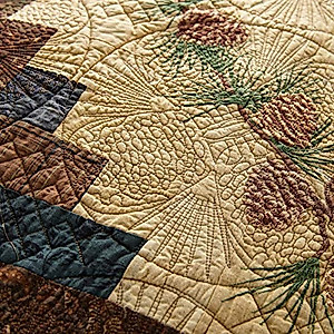 Donna Sharp Pillow Sham - Cabin Raising Pine Cone Lodge Decorative Pillow Cover with Pine Cone Pattern - Standard