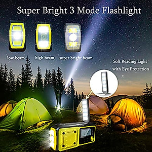 Emergency Hand Crank Weather Solar Radio, radios Portable Power Bank 4000mAh Hand Crank AM FM/NOAA Radio with LED Flashlights Reading Lamp Cellphone Charger SOS Alarm for Camping Home Outdoor