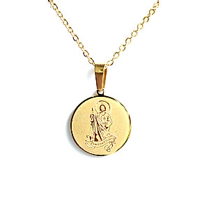 AA Stainless Steel St. Jude Thaddeus Pendant with Prayer and 22" Chain