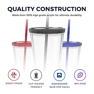 Maars Classic Insulated Tumblers 16 oz. | Double Wall Acrylic | 12 pack