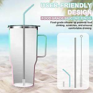 AUSOR 30 oz Tumbler with Lid and Straw,Water Bottle,Insulated Tumbler for Hot & Cold, Blue & Blue to Pink