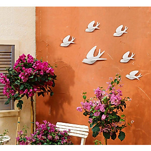 FANWNKI Ceramic Flying Birds Sparrows Wall Mount Hanging Decor-White-2Pack,Left