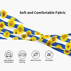 Docsckus Unisex Wide Elastic Headbands, Stretch Non Slip Turban, Sweat Wicking Hair Bands Wrap for Yoga Running Sports Workout Sunflower