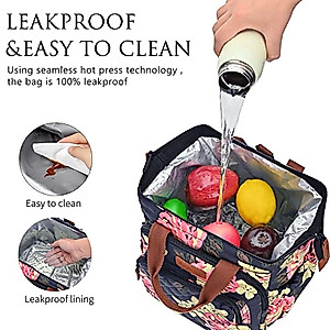 LOKASS Lunch Bag Convertible 3 in 1 Lunch Box Insulated Lunch Backpack Tote Cooler Box Large Capacity Food&Drink Container with Detachable Strap for Women office Beach (Peony)