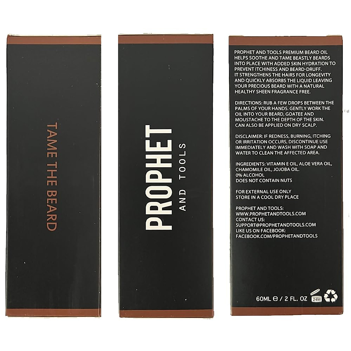 Prophet and Tools Unscented Beard Oil, Organic Revolutionary Formula helps for Thicker Beard Growth, Soften Hairs, Relieve Itch and Dryness, Great for Long Beards, 2oz