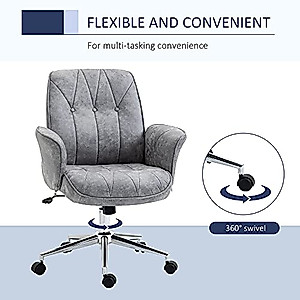 Vinsetto Micro Fiber Home Office Chair with Adjustable Height, Rock Function, and Curved Padded Armrests, Light Grey