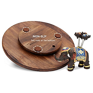 MAGIGO 12 Inches Black Walnut Wood Lazy Susan, Solid Wooden Round Kitchen Turntable Rotating Tray