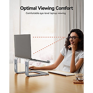 LORYERGO Laptop Stand, Ergonomic Laptop Riser Laptop Stand for Desk, Notebook Computer Stand Holder Compatible with Most 10-15.6” Laptops, Silver